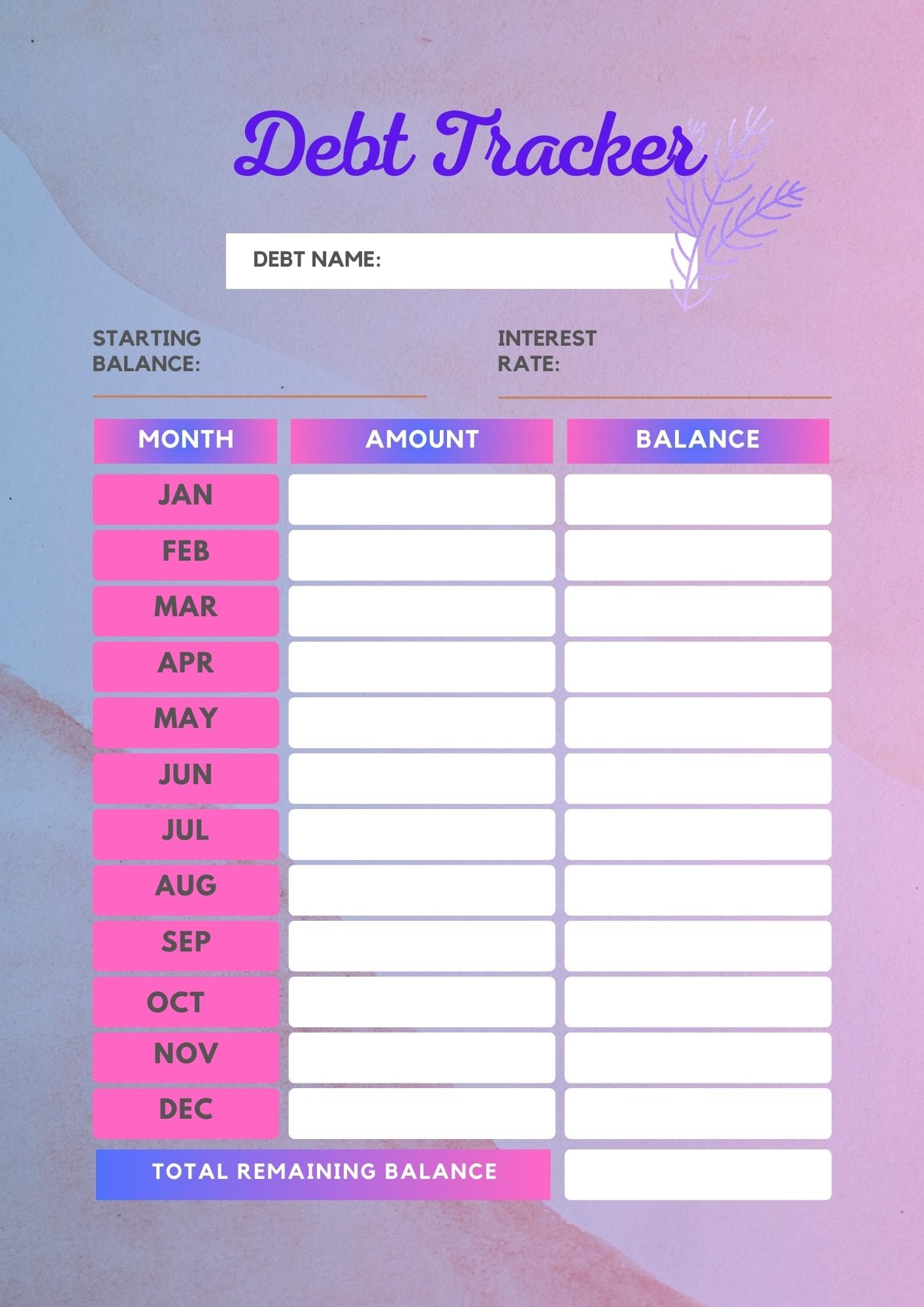 40 Free Printable Debt Trackers - Printaboles