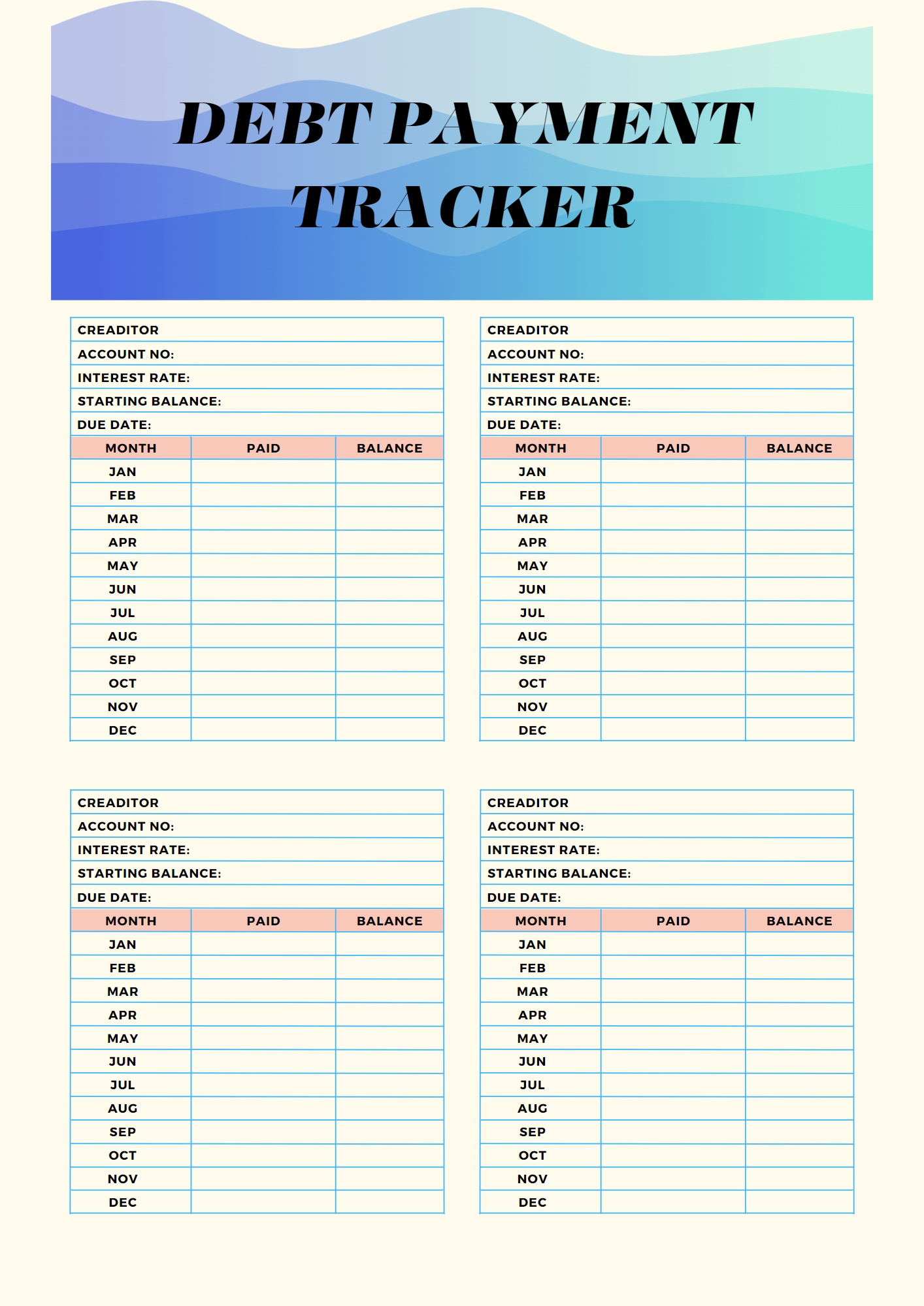 40 Free Printable Debt Trackers - Printaboles