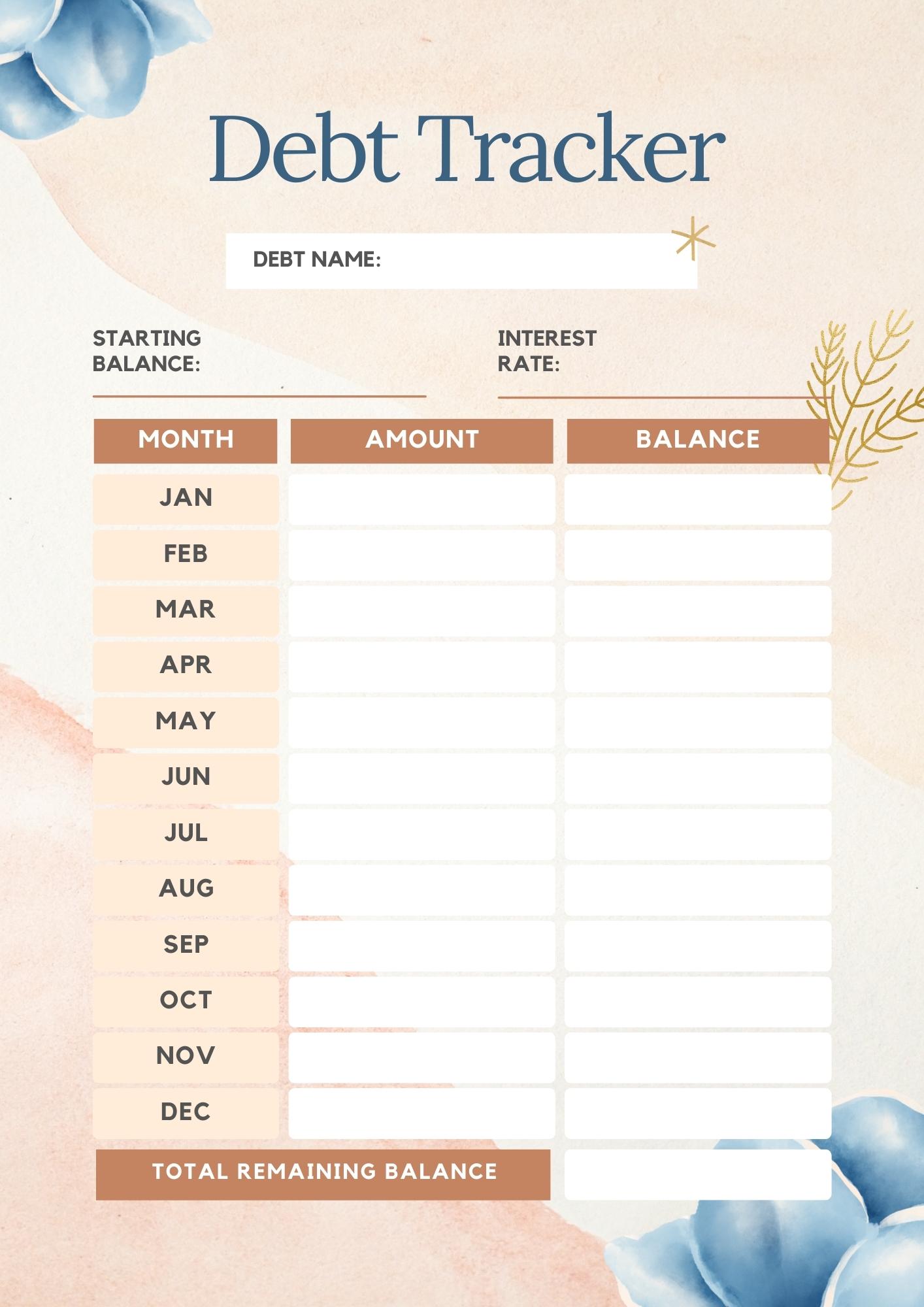 40 Free Printable Debt Trackers - Printaboles