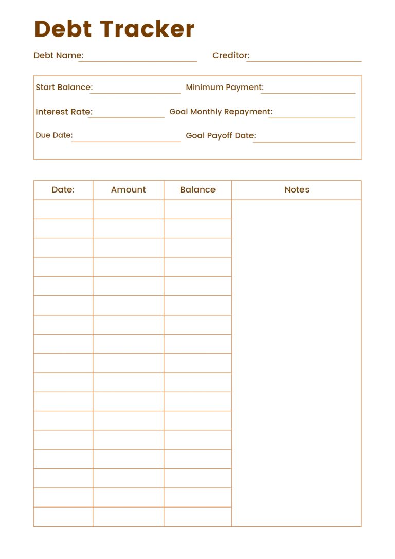 40 Free Printable Debt Trackers - Printaboles