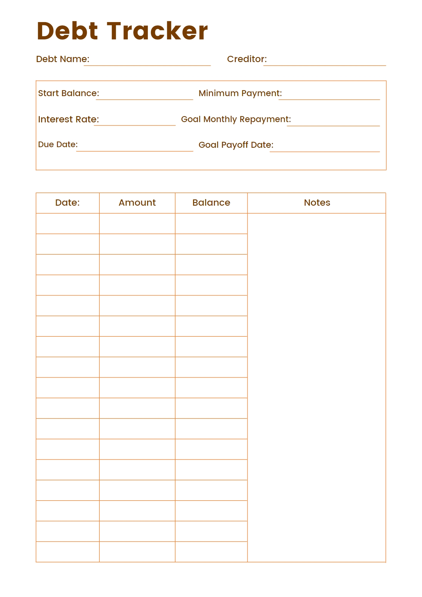 40 Free Printable Debt Trackers - Printaboles