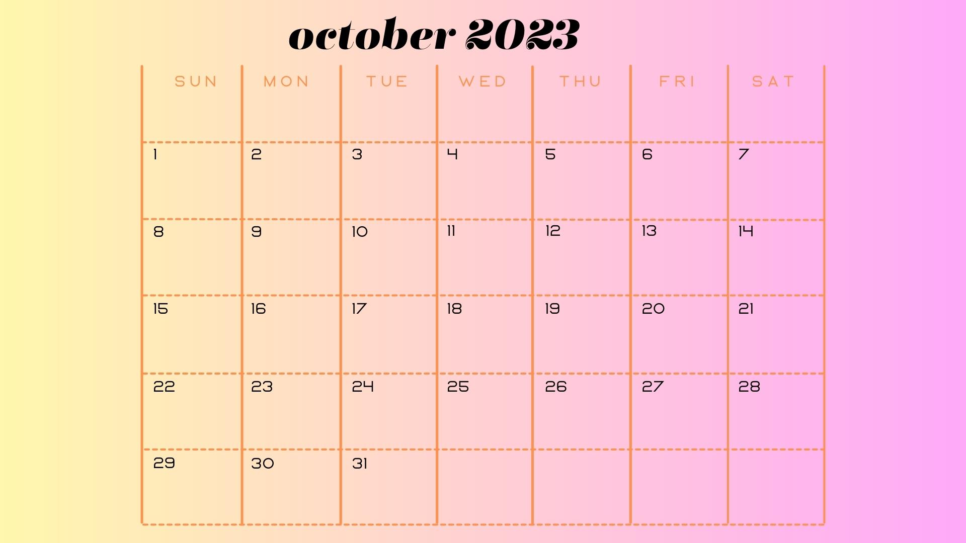 40 October 2023 Printable Calendars - Printaboles