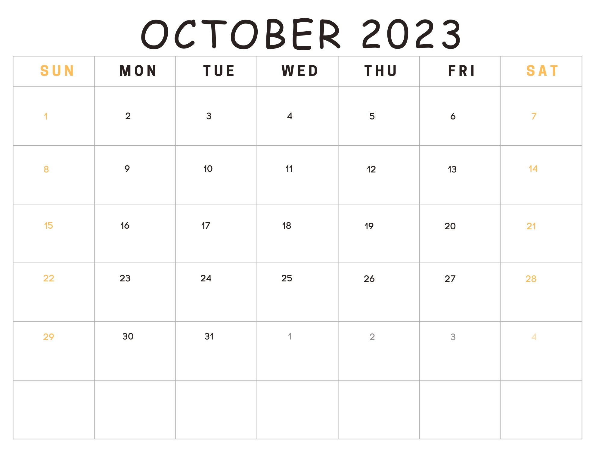 40 October 2023 Printable Calendars - Printaboles