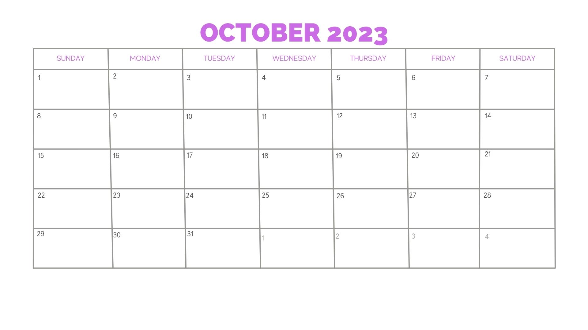 40 October 2023 Printable Calendars - Printaboles