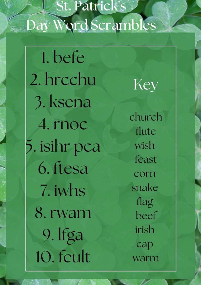40 Free Printable St. Patrick's Day Word Scrambles - Printaboles