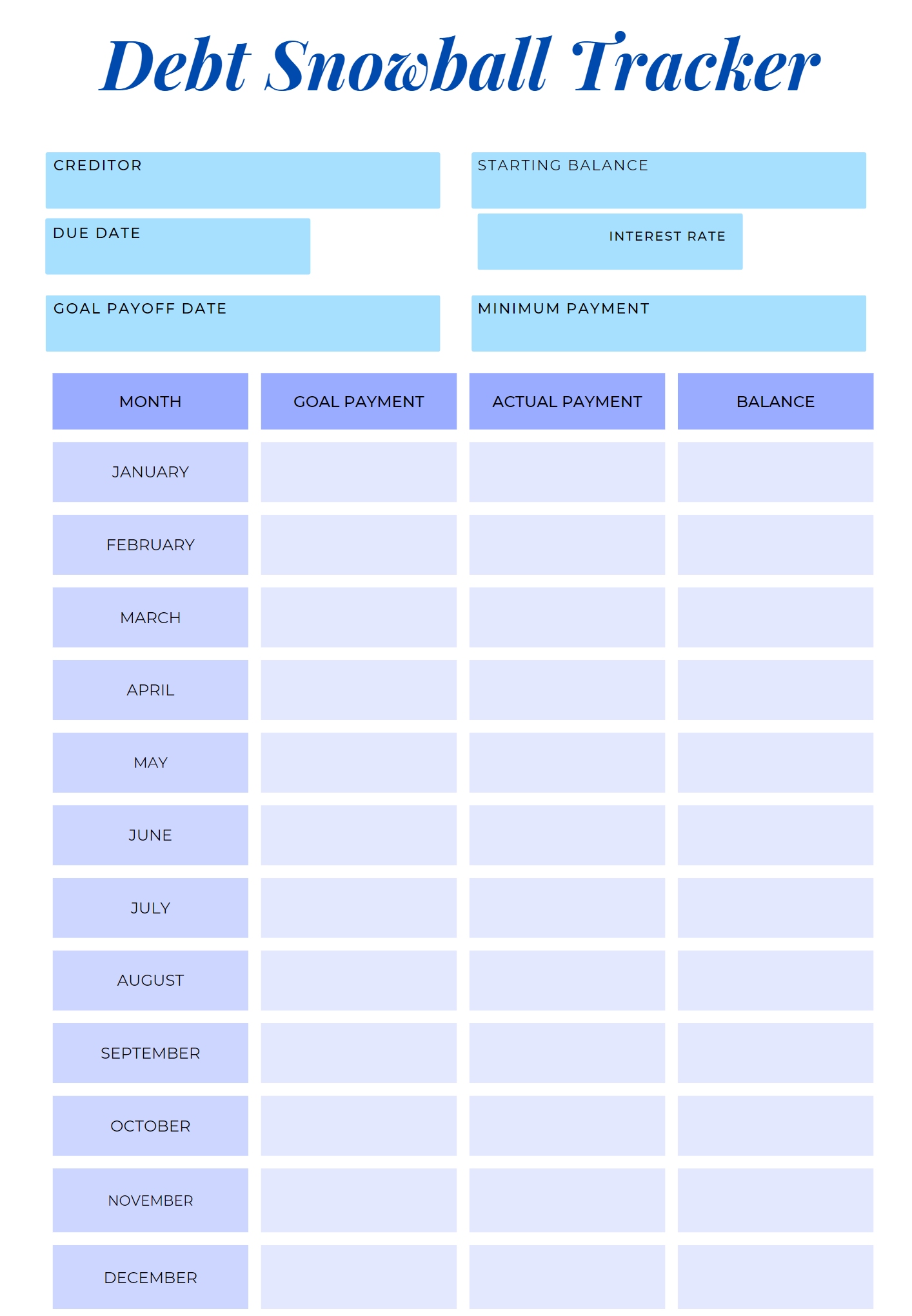 40 Free Printable Debt Trackers - Printaboles