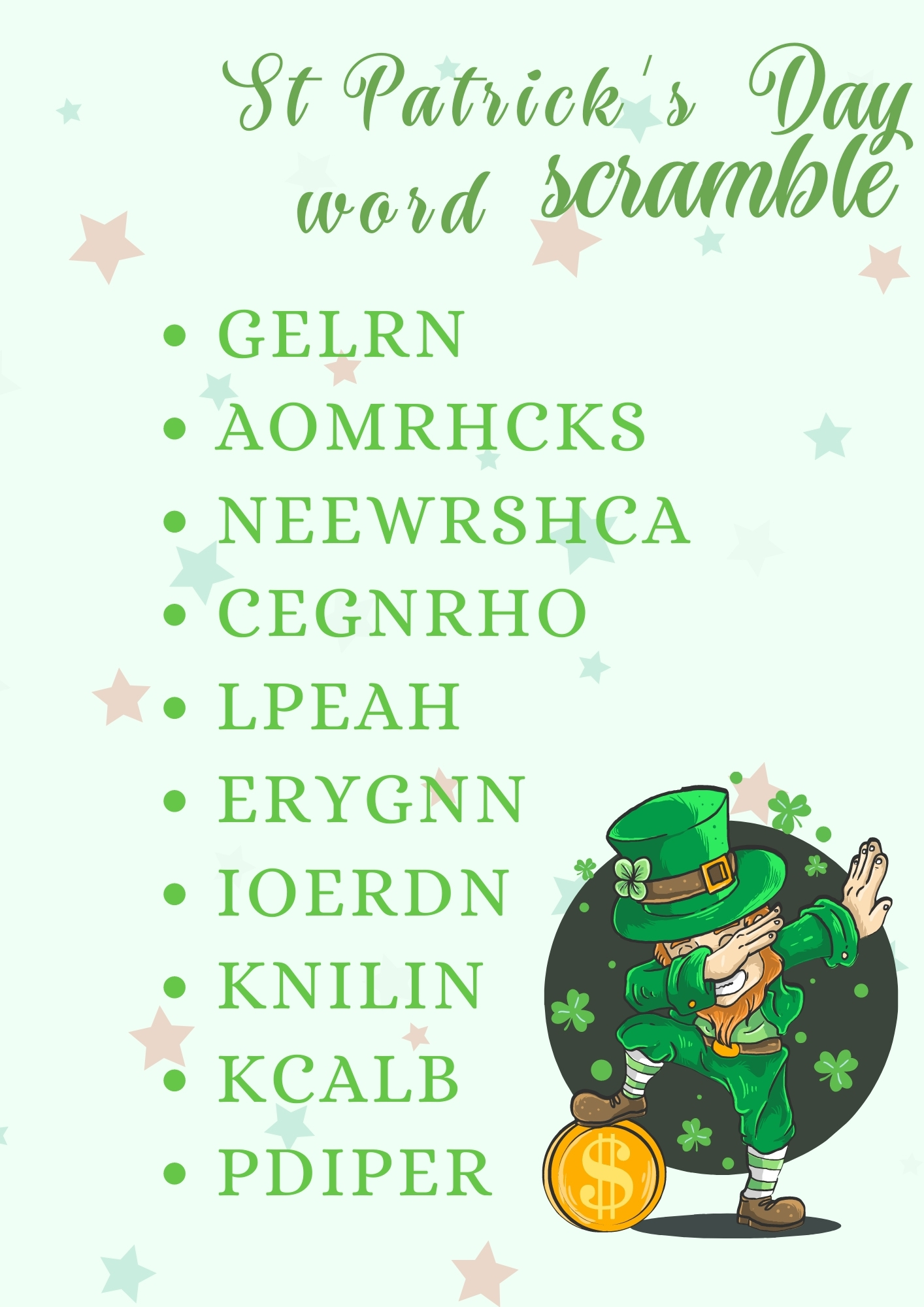 40 Free Printable St. Patrick's Day Word Scrambles - Printaboles