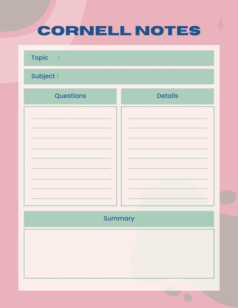 Printable Cornell Notes Templates | Free 40 Download