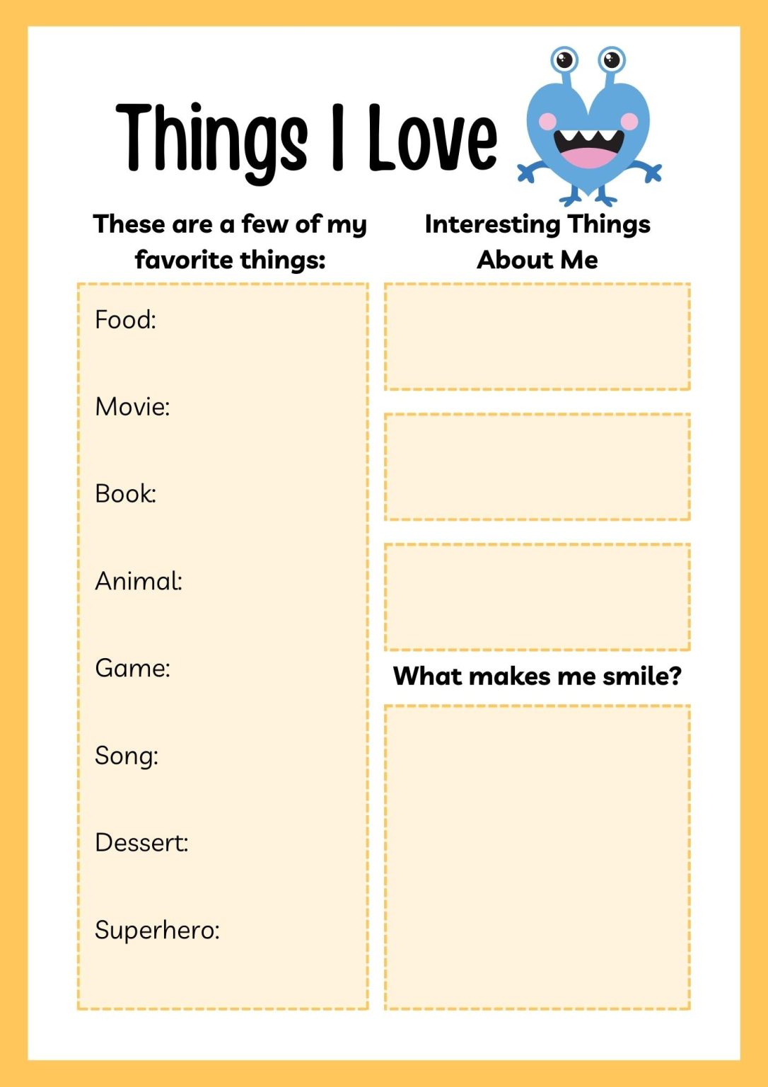 40 Free Printable All About Me Worksheets - Printaboles