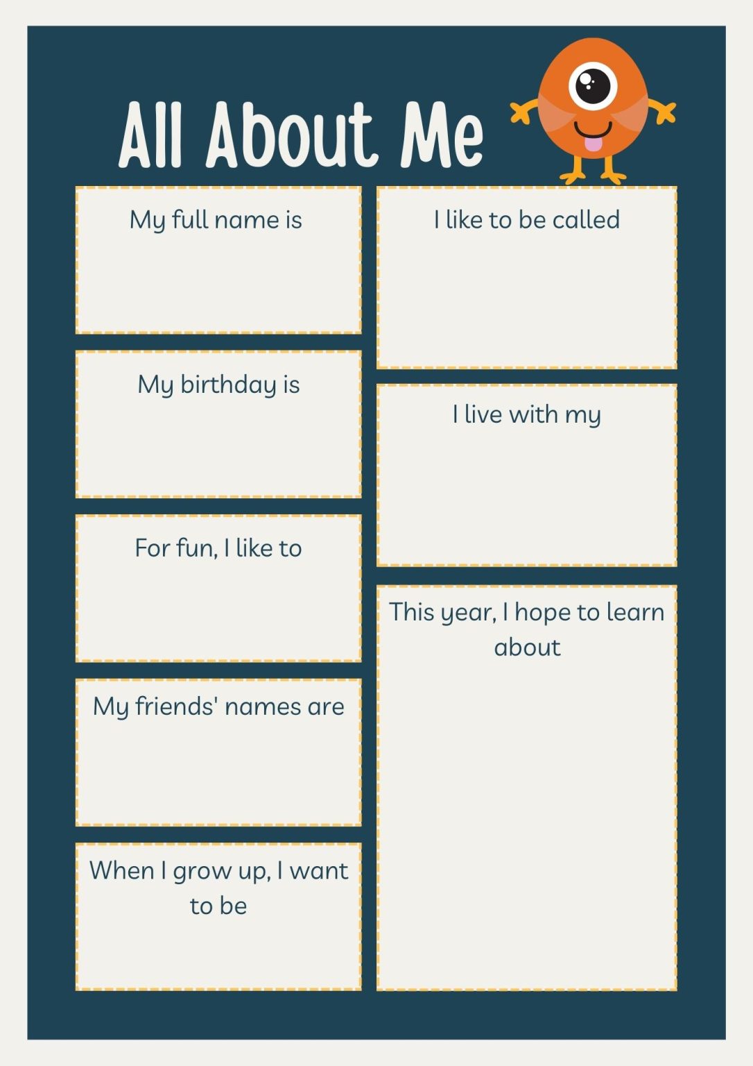 40 Free Printable All About Me Worksheets - Printaboles
