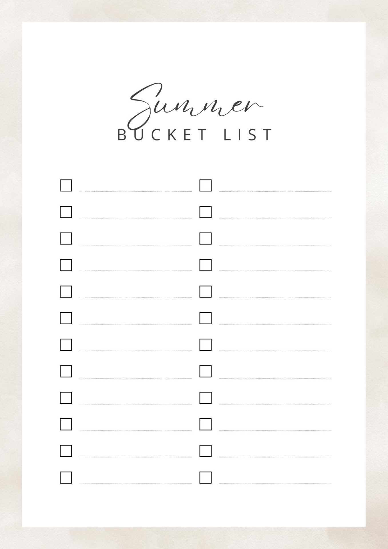 Free Printable Summer Bucket Lists | 40 Best Template Ideas