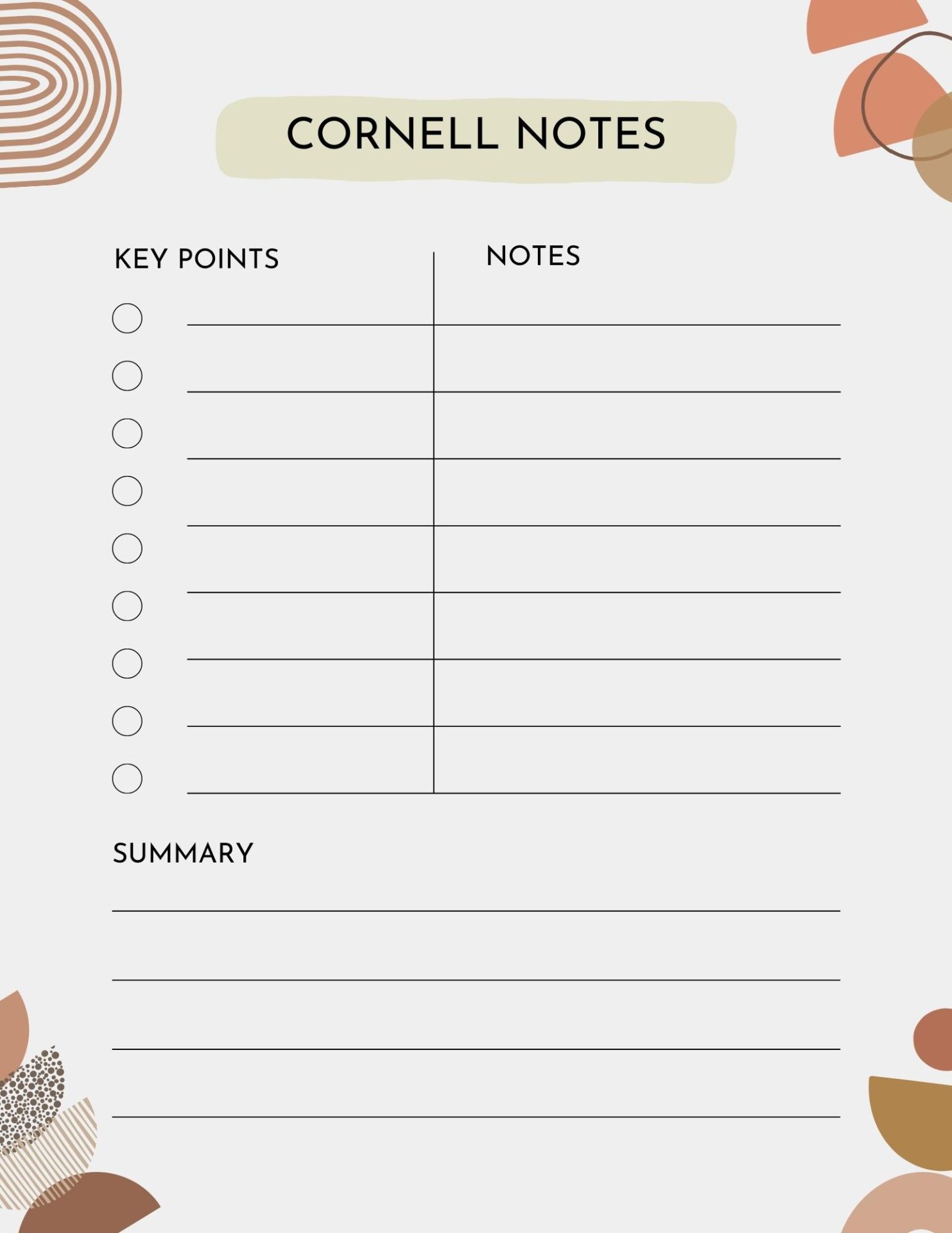 Printable Cornell Notes Templates | Free 40 Download