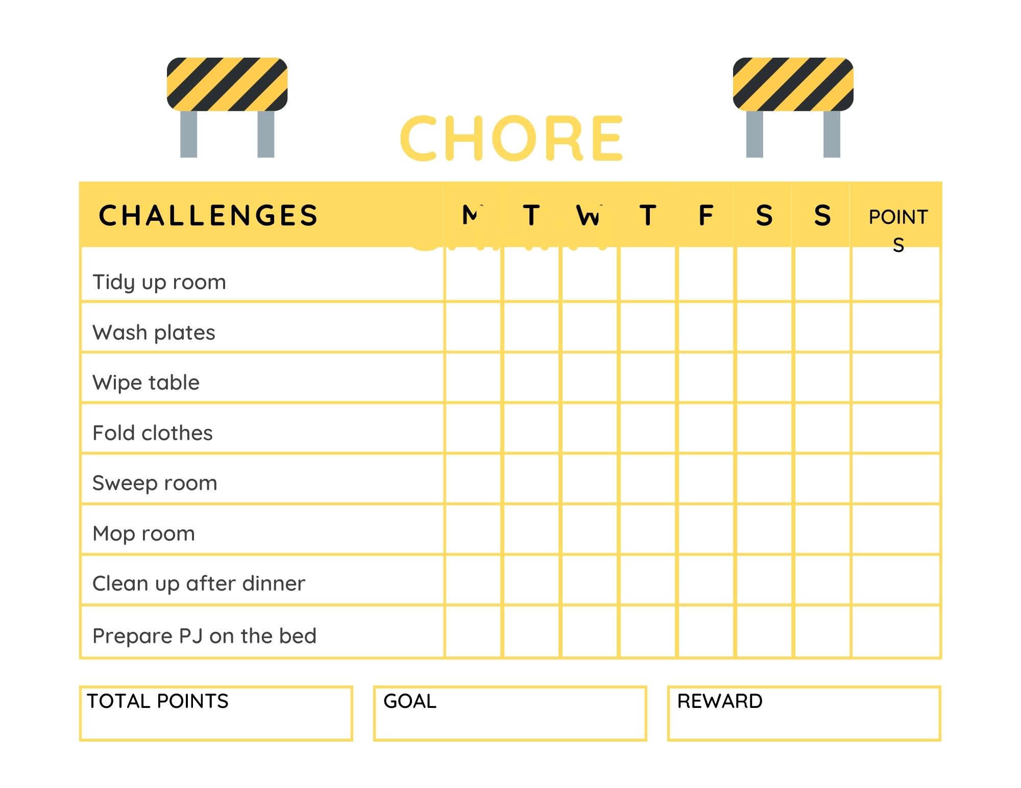 40 Free Printable Toddler chore charts - Printaboles