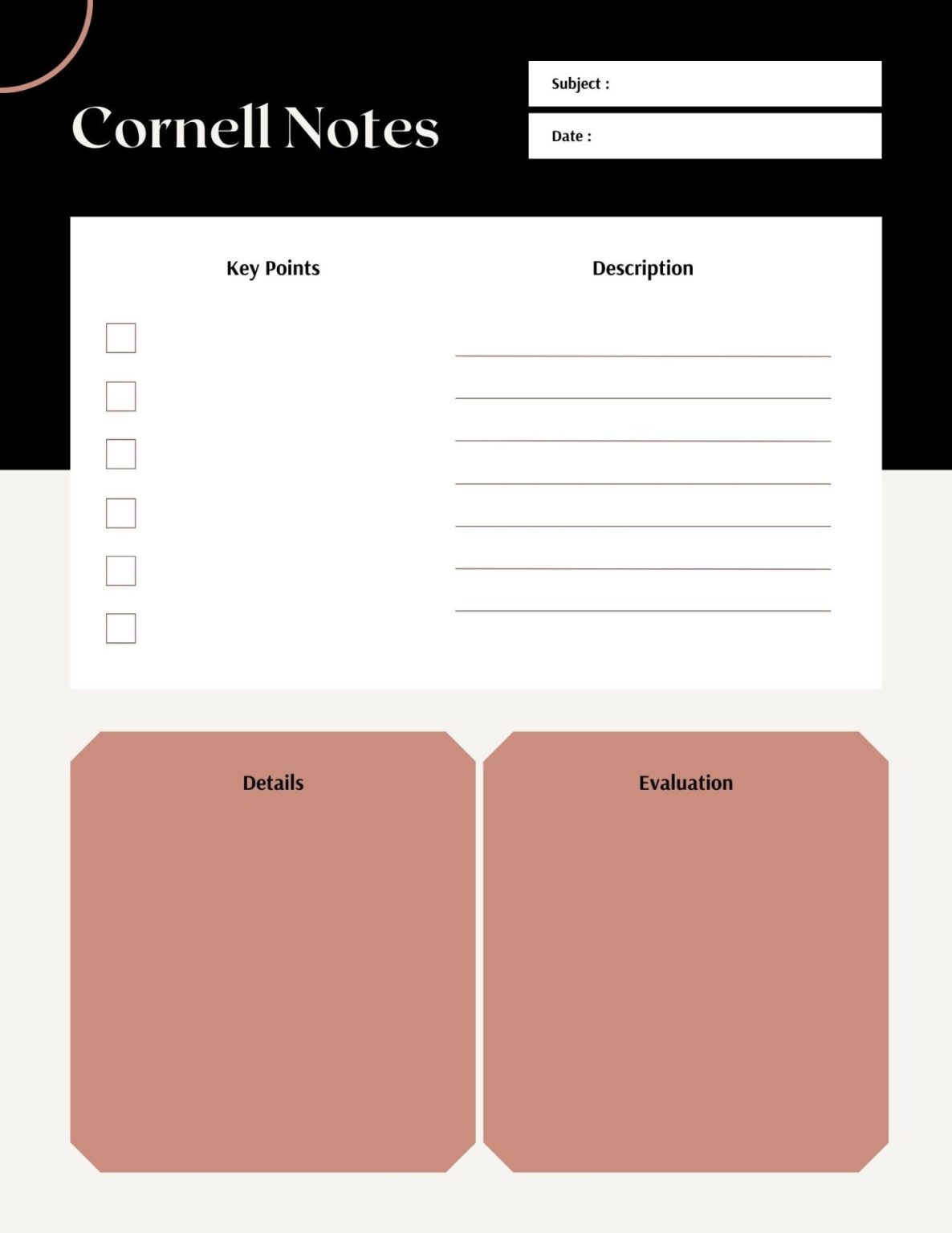 Printable Cornell Notes Templates | Free 40 Download