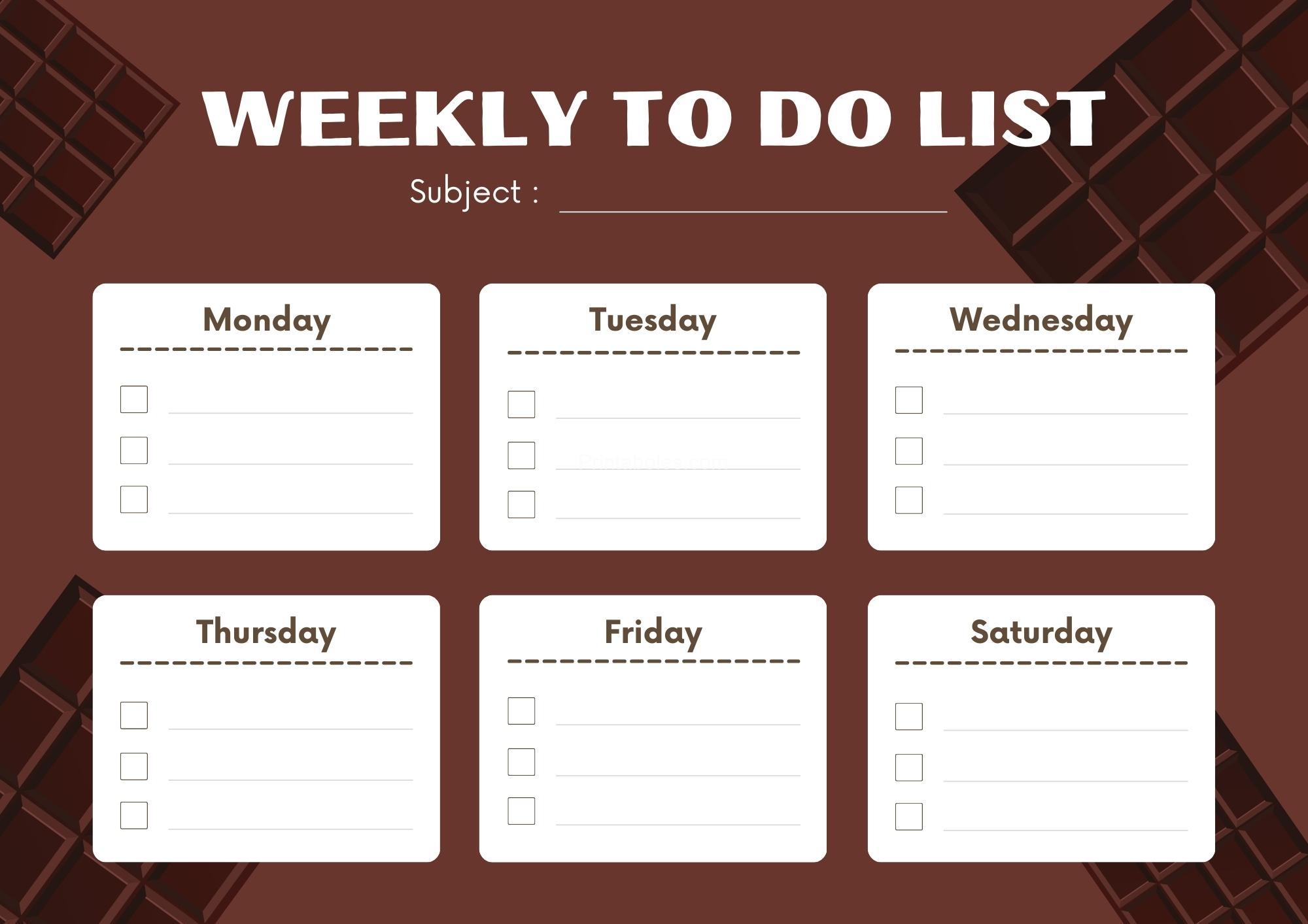 40 Free Printable Weekly To-Do Lists - Printaboles