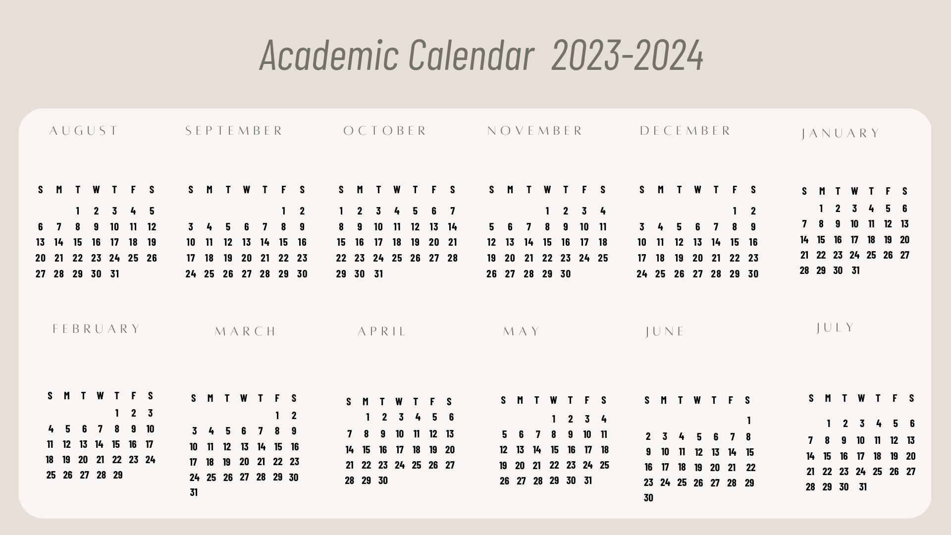 40 Printable 2023-2024 Academic Calendars - Printaboles