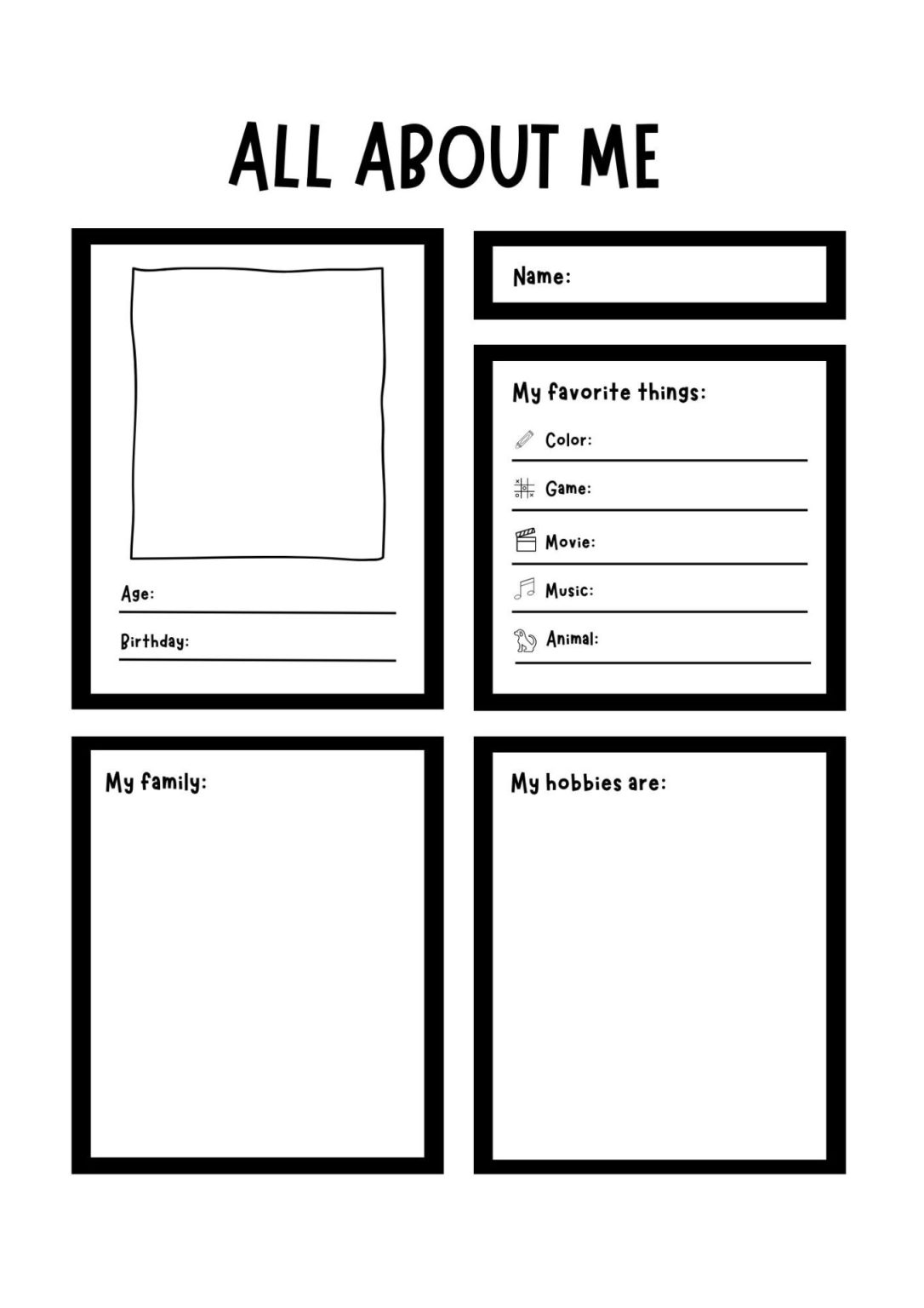 40 Free Printable All About Me Worksheets - Printaboles