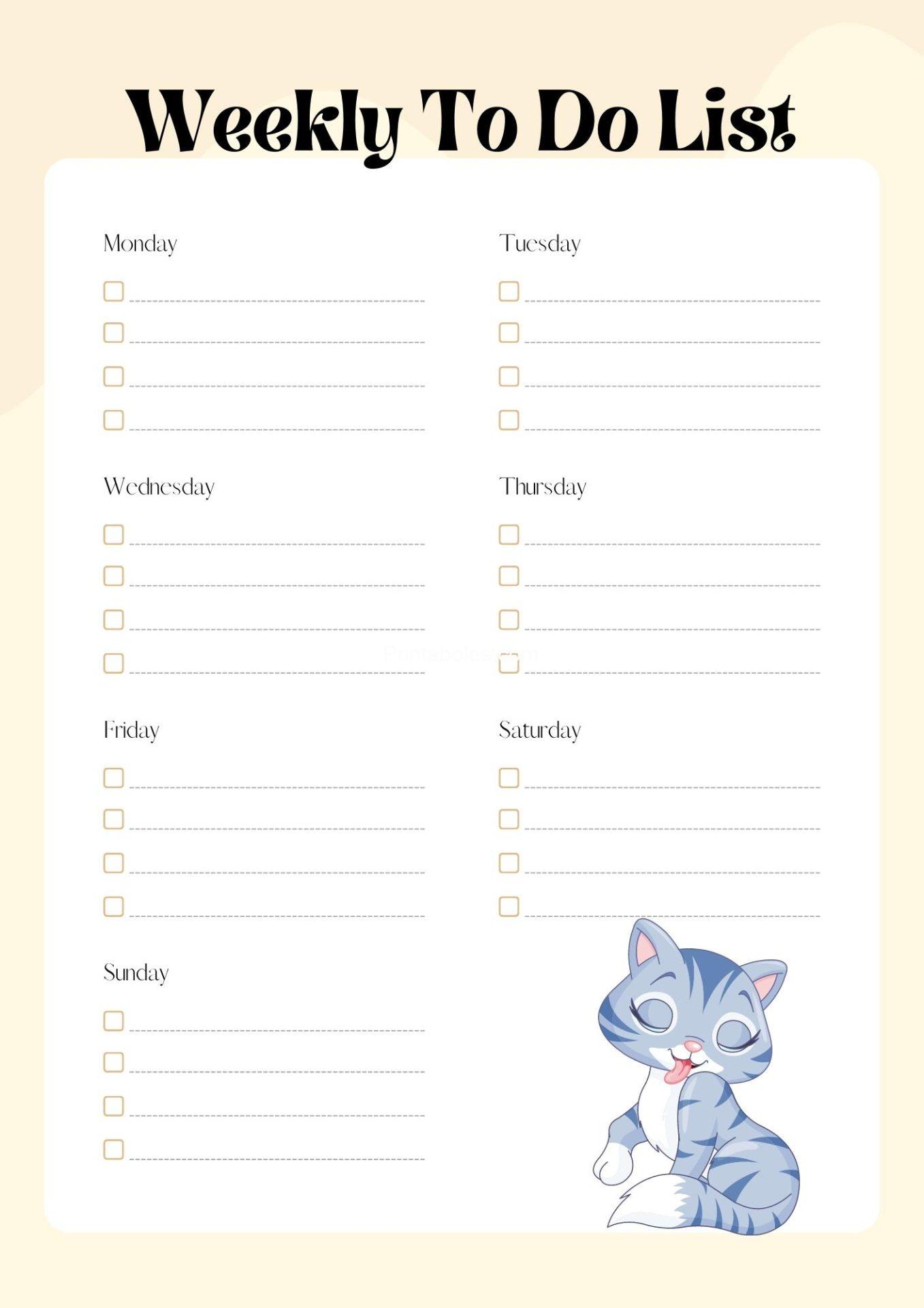 40 Free Printable Weekly To-Do Lists - Printaboles