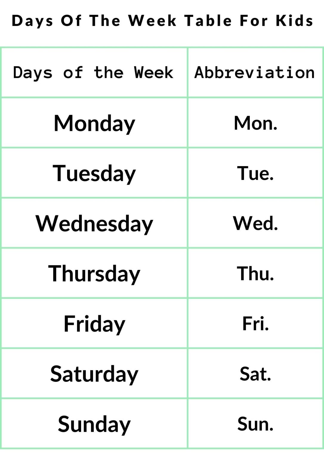 40 Free Days Of The Week Worksheets And Printables - Printaboles