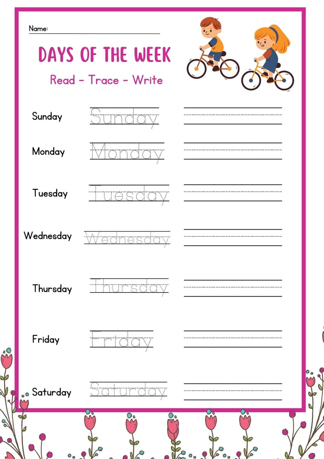 40 Free Days Of The Week Worksheets And Printables - Printaboles