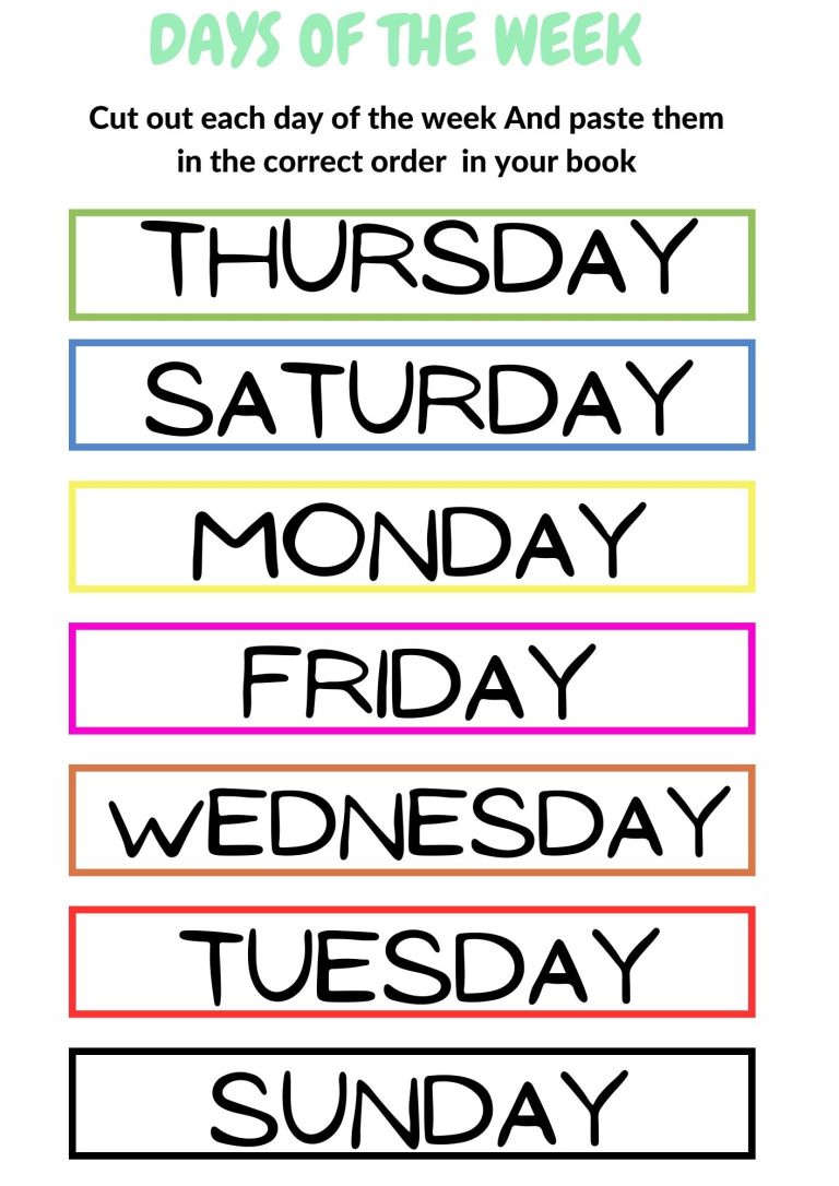 40 Free Days Of The Week Worksheets And Printables - Printaboles