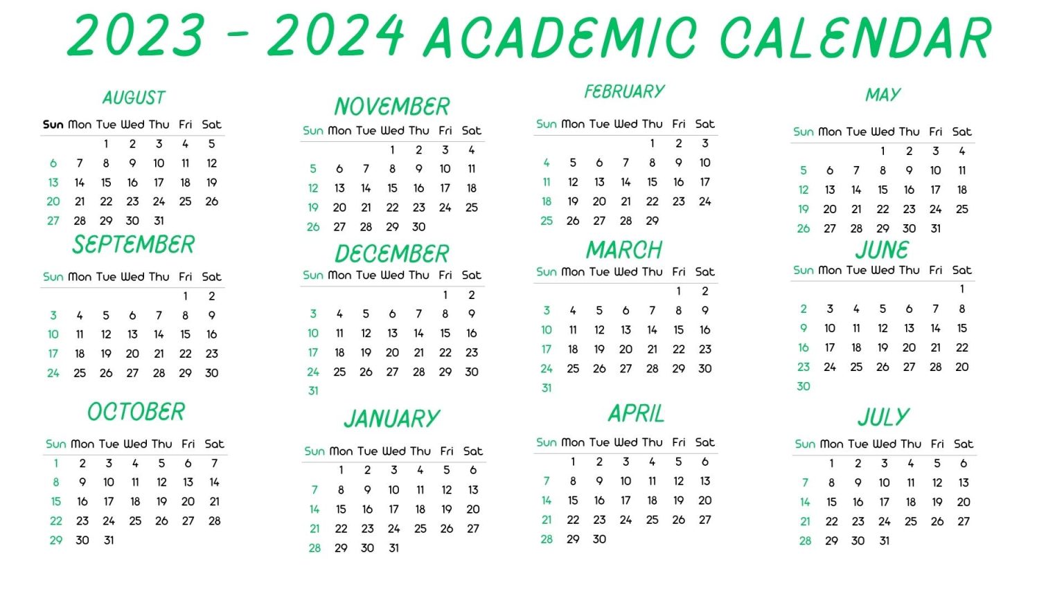 40 Printable 2023-2024 Academic Calendars - Printaboles