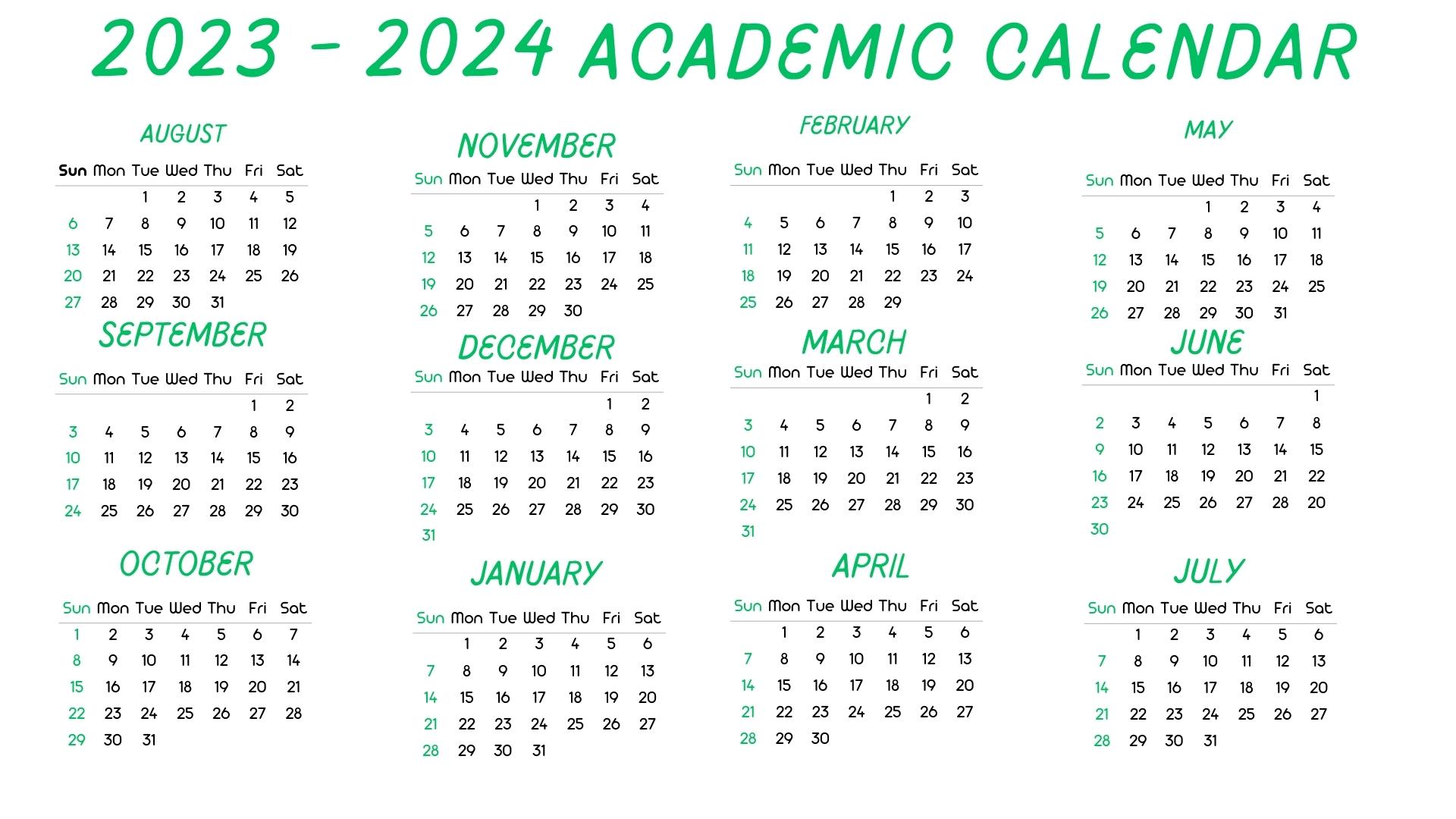40 Printable 2023-2024 Academic Calendars - Printaboles