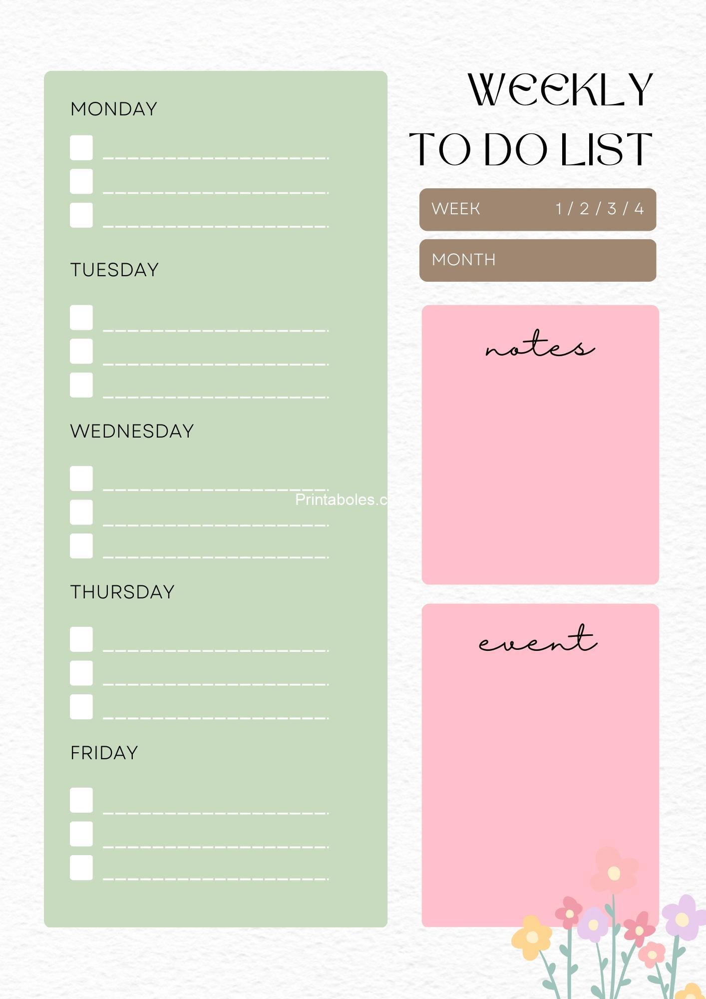 40 Free Printable Weekly To-Do Lists - Printaboles