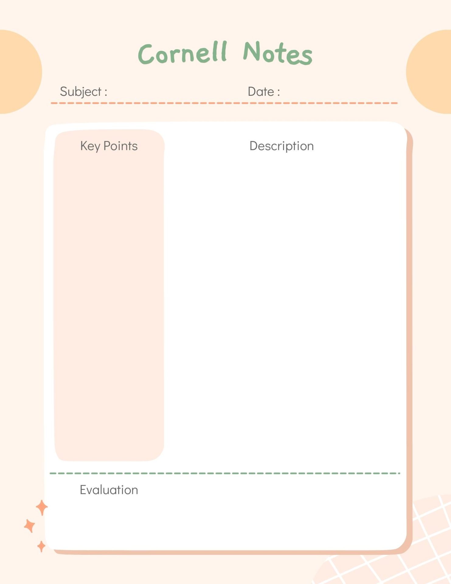 Printable Cornell Notes Templates | Free 40 Download