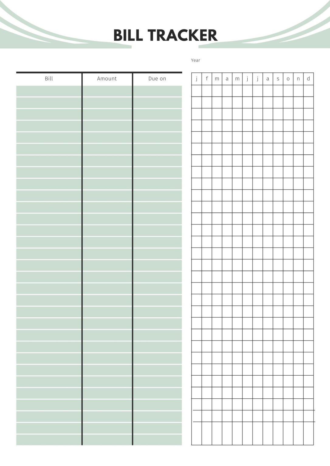 40 Free Printable Monthly Bill Trackers - Printaboles