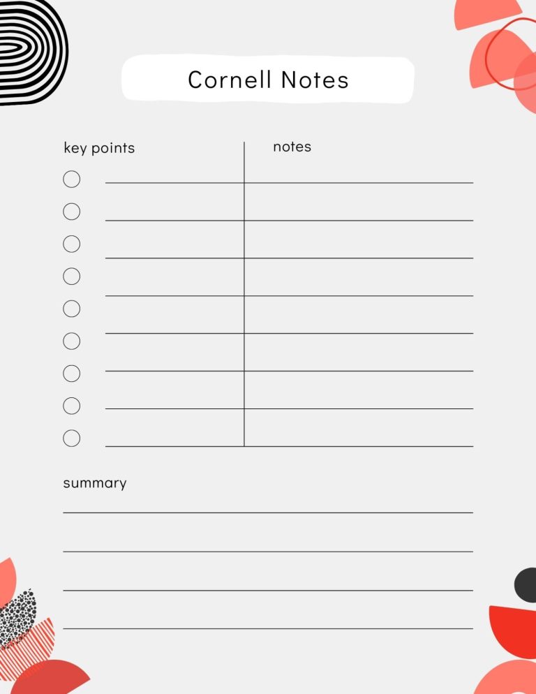 Printable Cornell Notes Templates | Free 40 Download