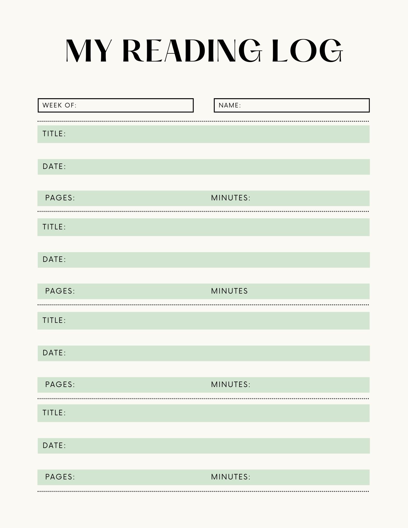 40 Free Printable Reading Logs - Printaboles