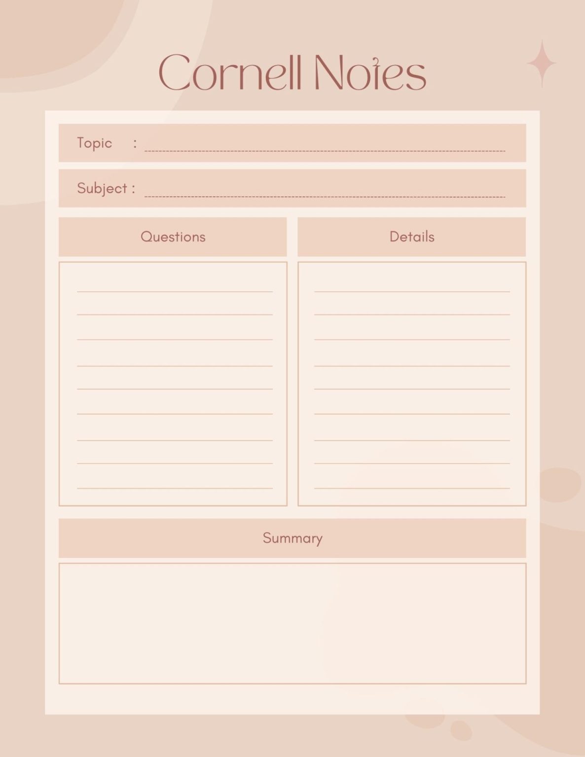 Printable Cornell Notes Templates | Free 40 Download