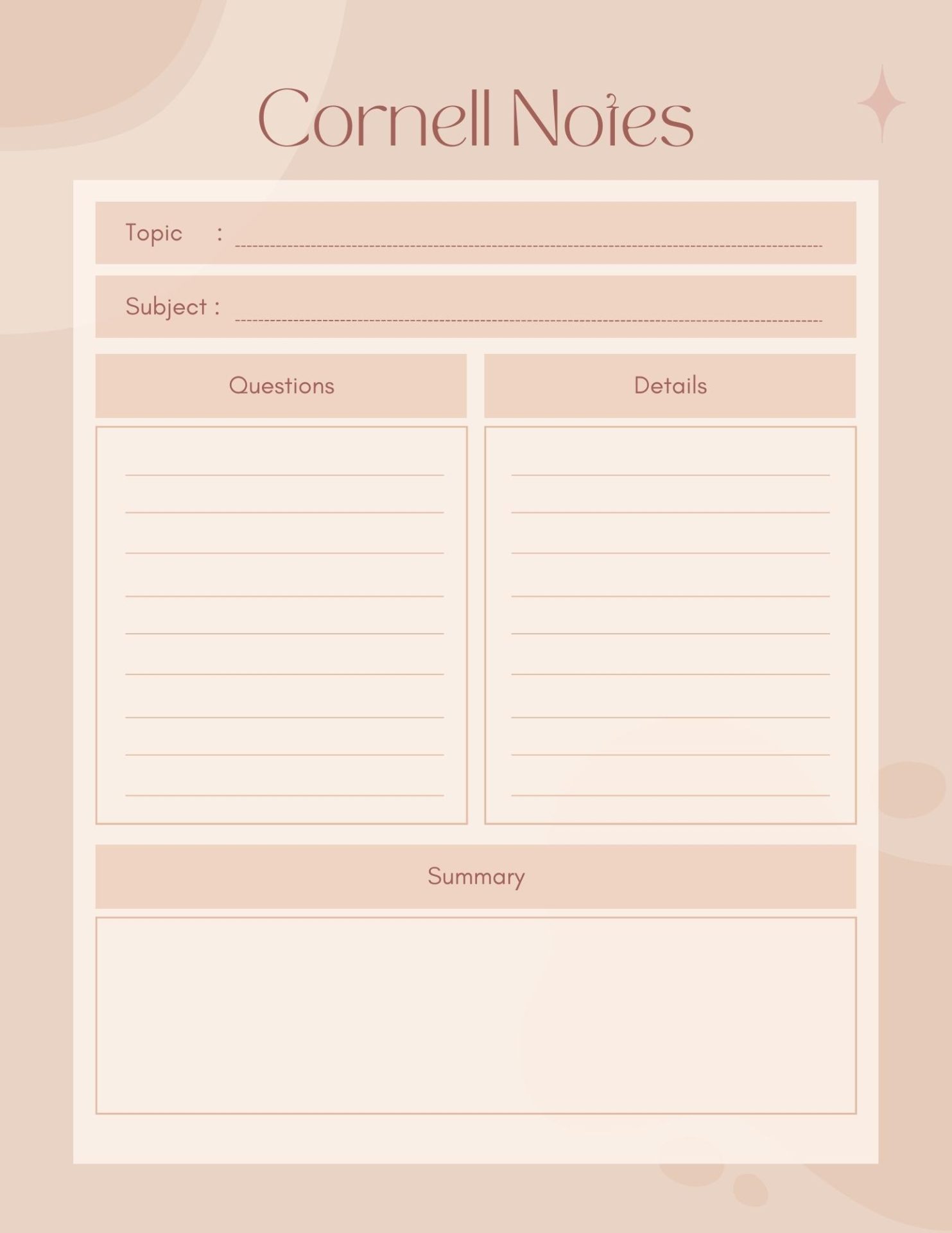Printable Cornell Notes Templates | Free 40 Download
