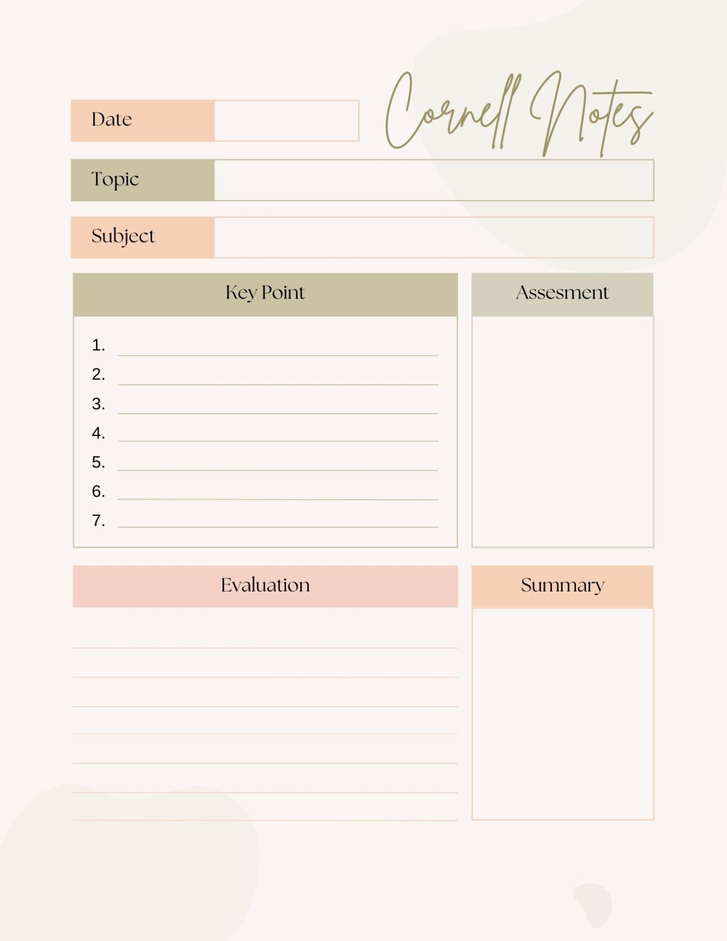 Printable Cornell Notes Templates | Free 40 Download