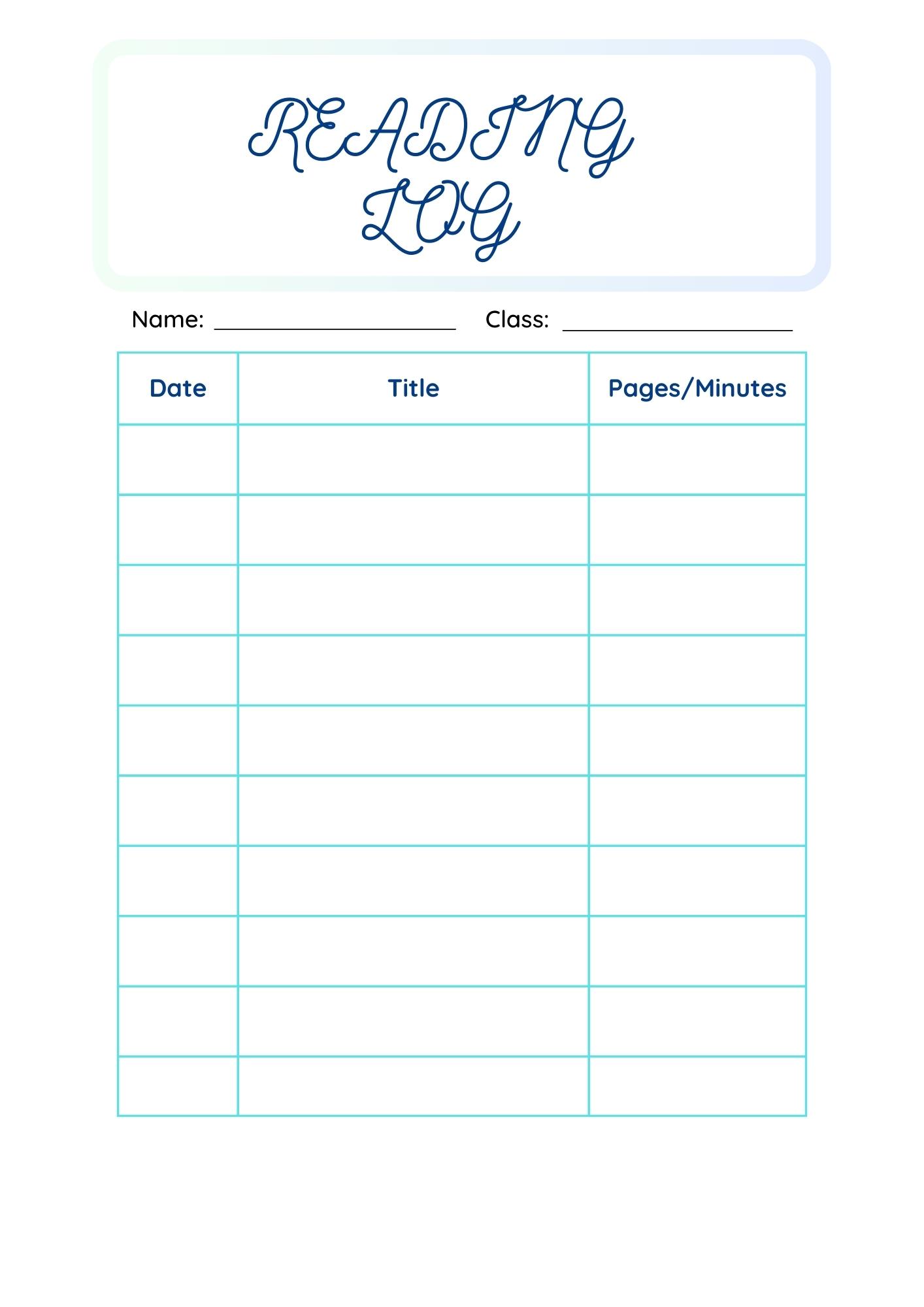 40 Free Printable Reading Logs - Printaboles