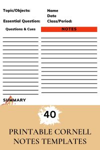 Printable Cornell Notes Templates | Free 40 Download