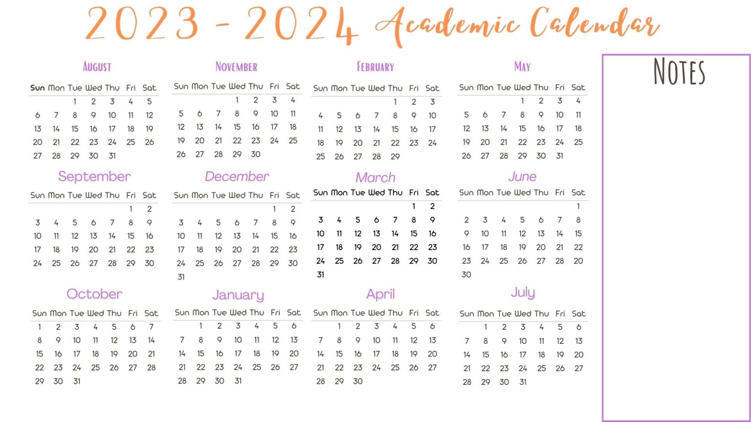 40 Printable 2023-2024 Academic Calendars - Printaboles