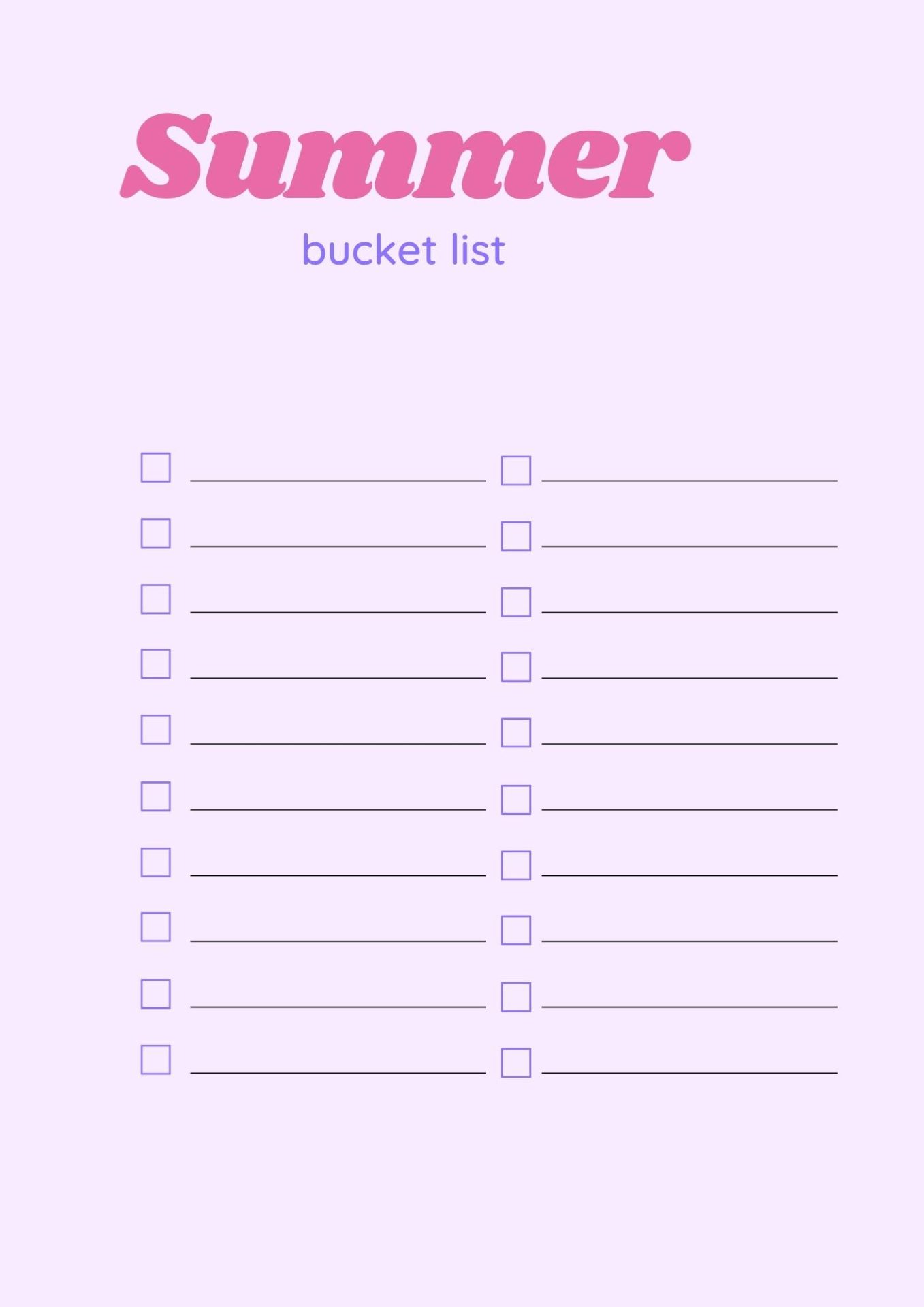 Free Printable Summer Bucket Lists | 40 Best Template Ideas