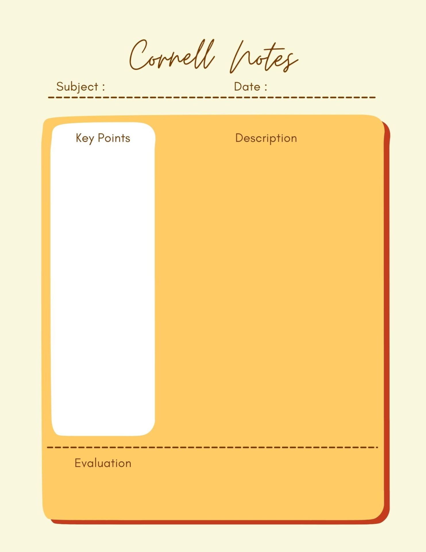 Printable Cornell Notes Templates | Free 40 Download