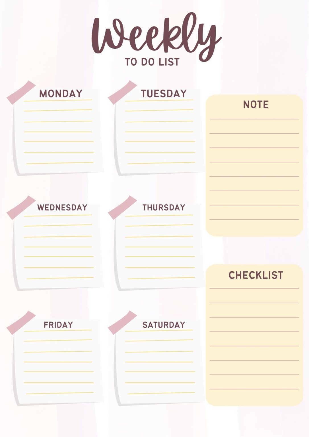 40 Free Printable Weekly To-Do Lists - Printaboles