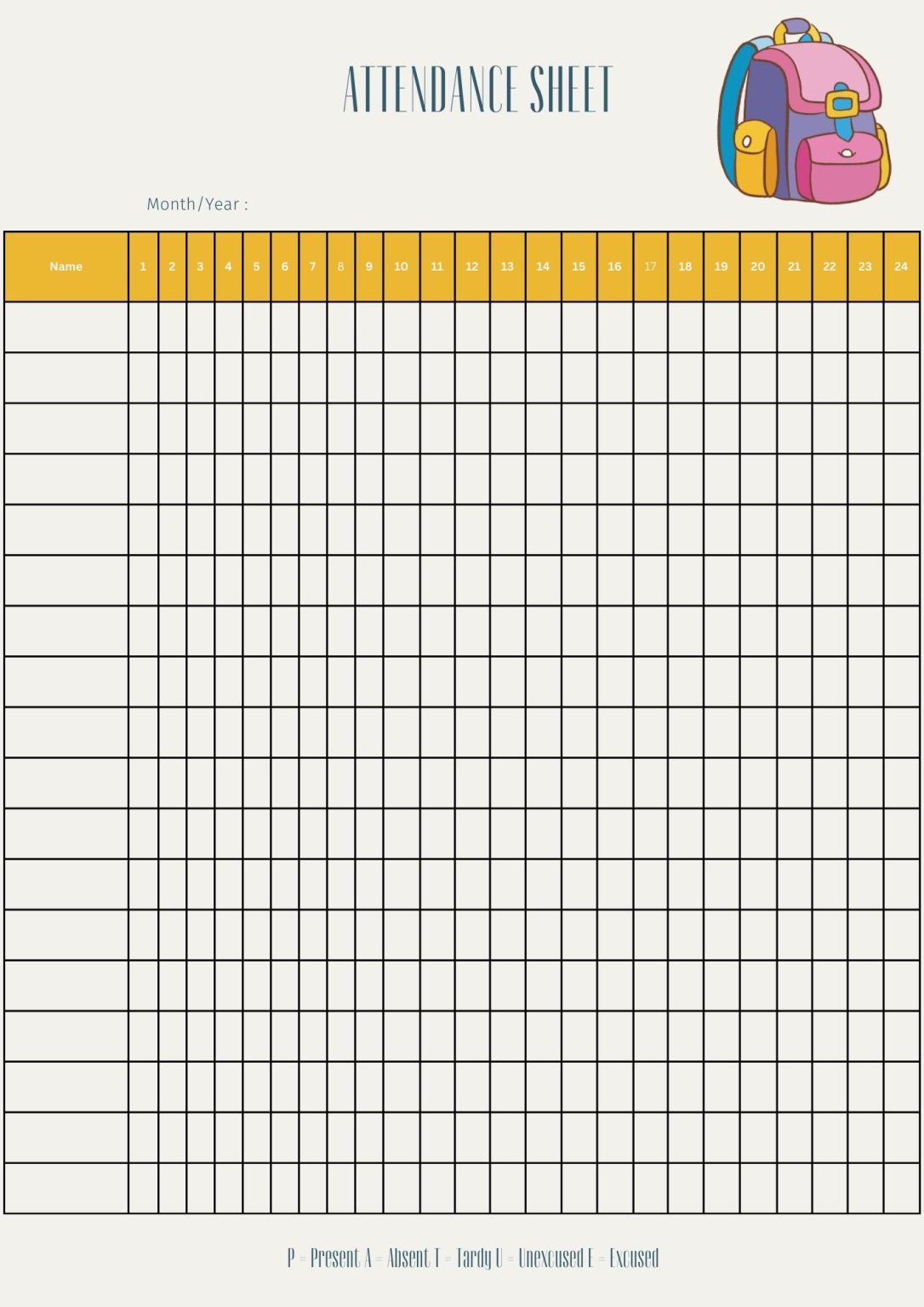 40 Free Printable Attendance Sheets - Printaboles