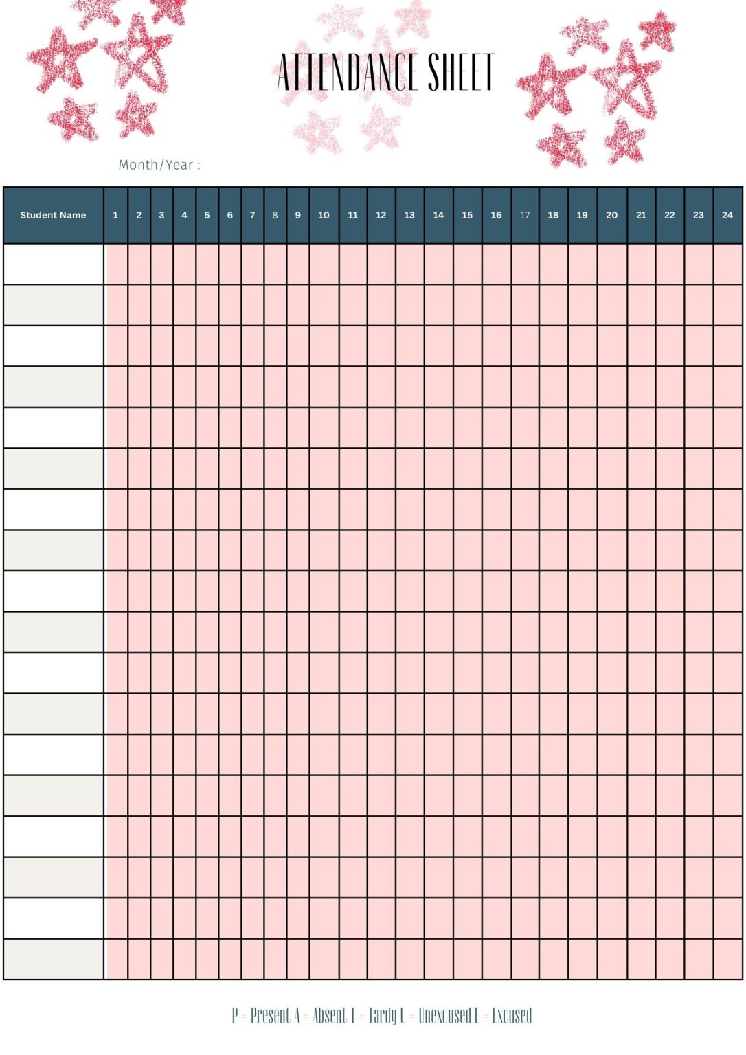 40 Free Printable Attendance Sheets - Printaboles