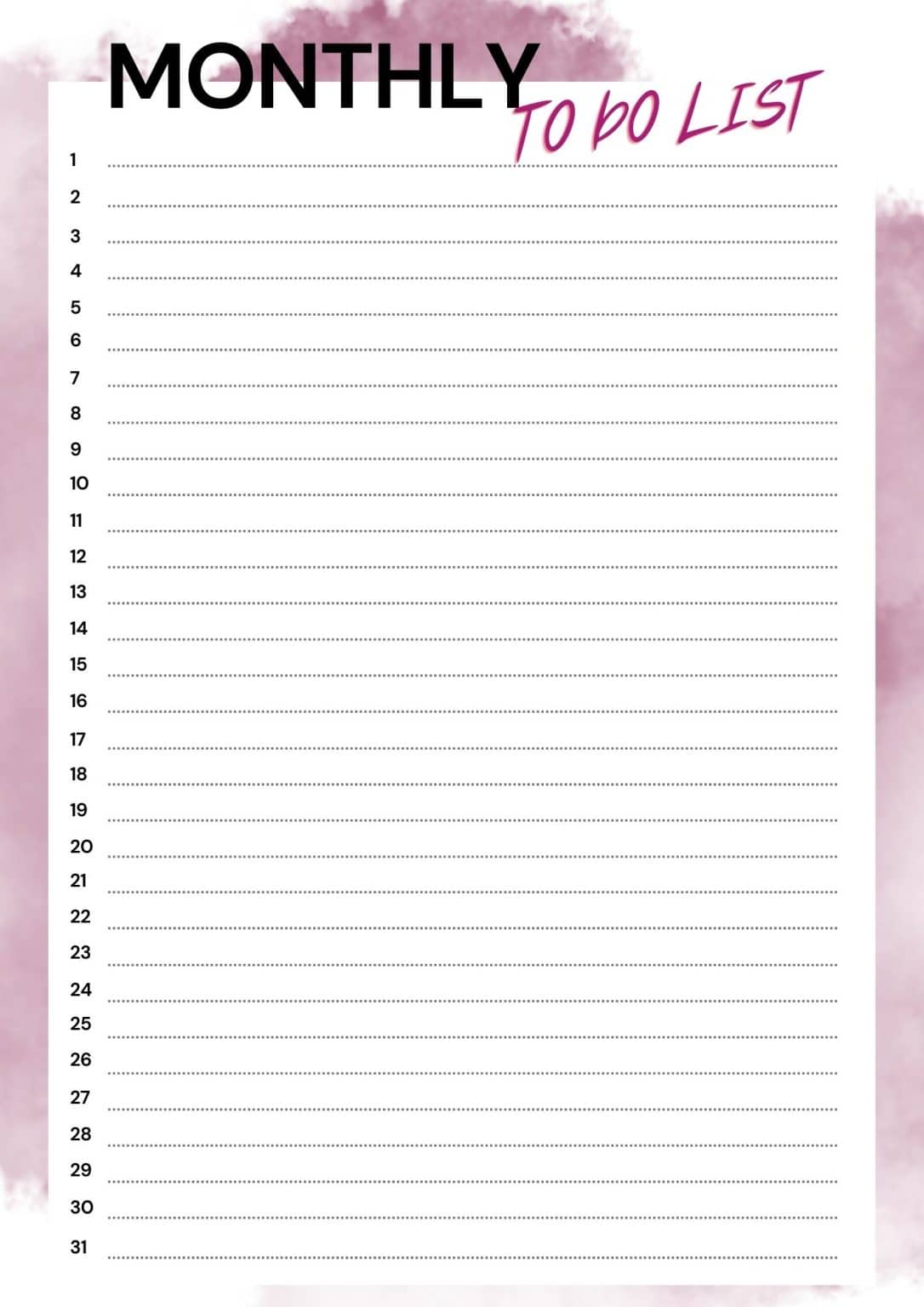 40 Free Printable Monthly To Do Lists | 2023 Calendar Schedule