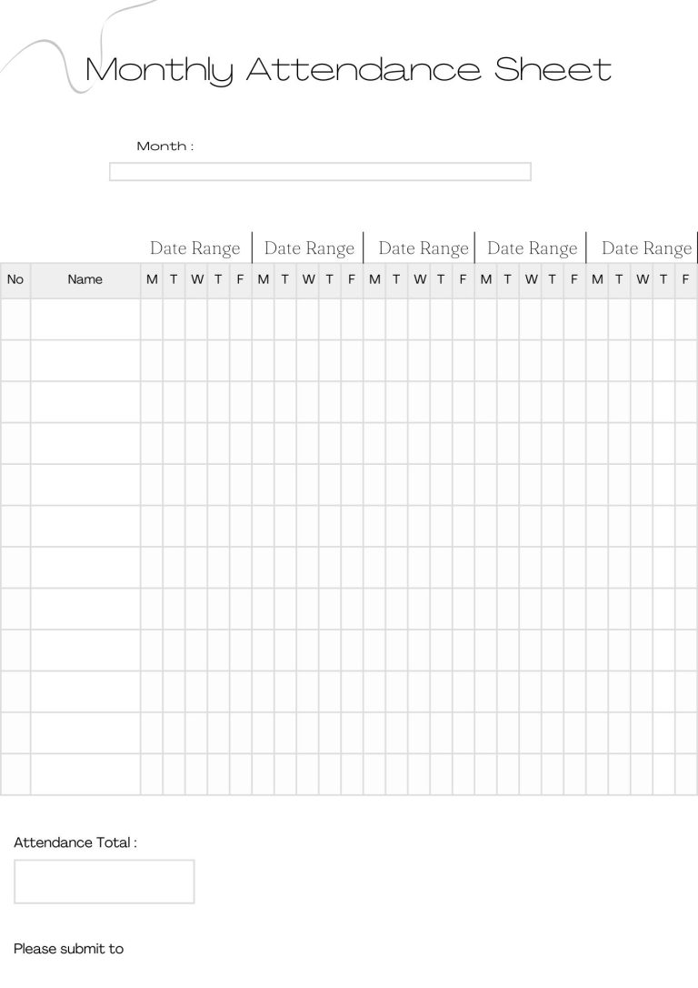 40 Free Printable Attendance Sheets - Printaboles