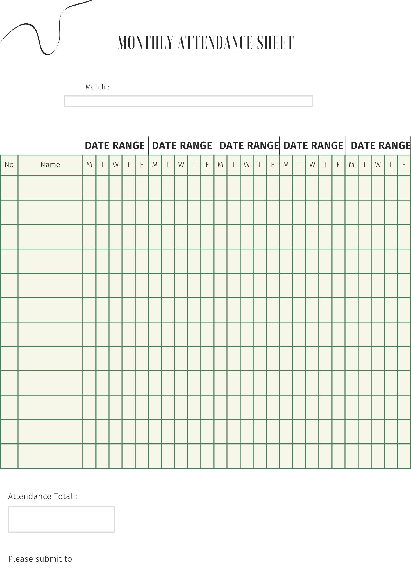 40 Free Printable Attendance Sheets - Printaboles