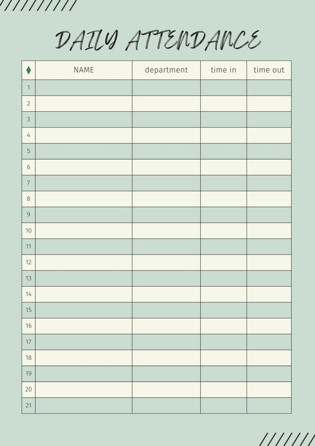 40 Free Printable Attendance Sheets - Printaboles