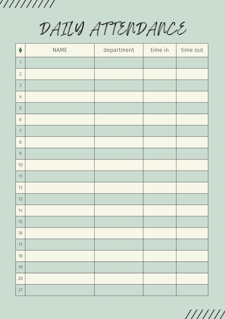 40 Free Printable Attendance Sheets - Printaboles
