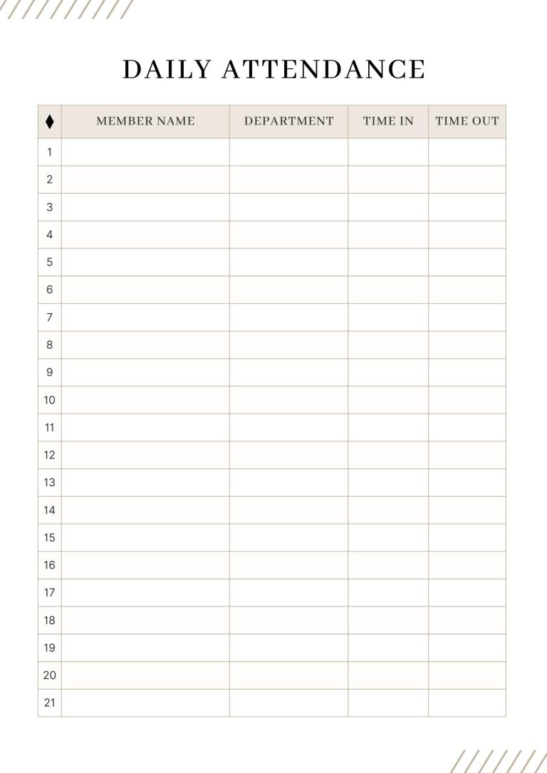 40 Free Printable Attendance Sheets - Printaboles