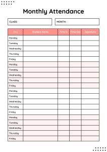 40 Free Printable Attendance Sheets - Printaboles